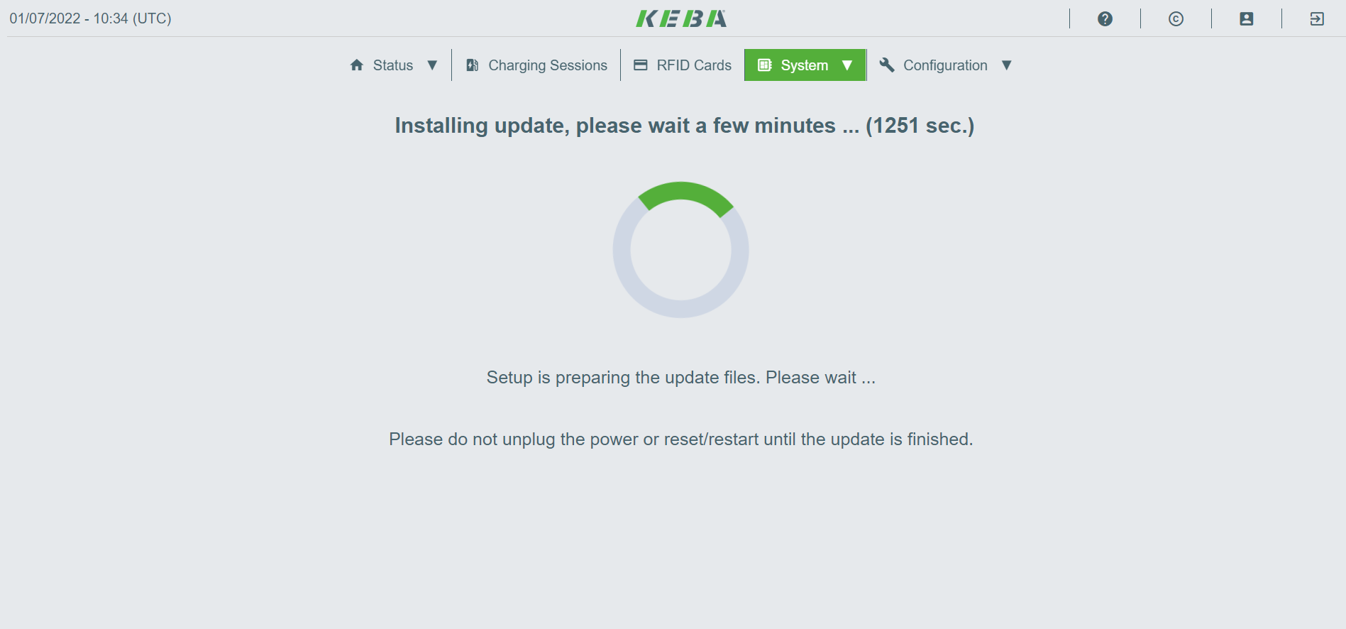 Installing firmware updates on the KEBA KeContact P30